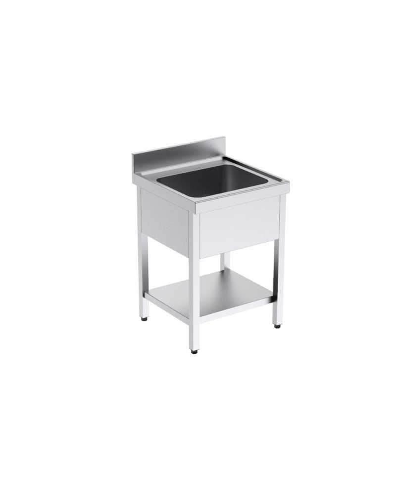 Plonge inox professionnelle 1 bac avec étagère basse